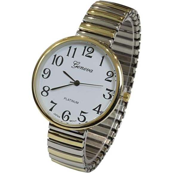Accessories | Super Large Face Easy To Read Twotone Stretch Band Watch ...